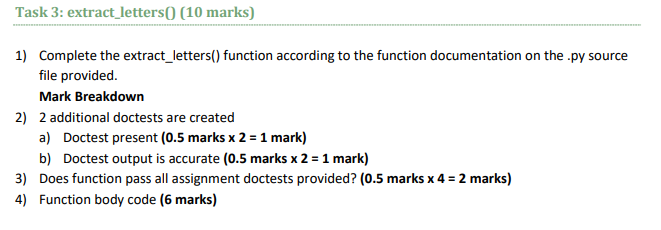 Solved 1) Complete the extract_letters() function according | Chegg.com