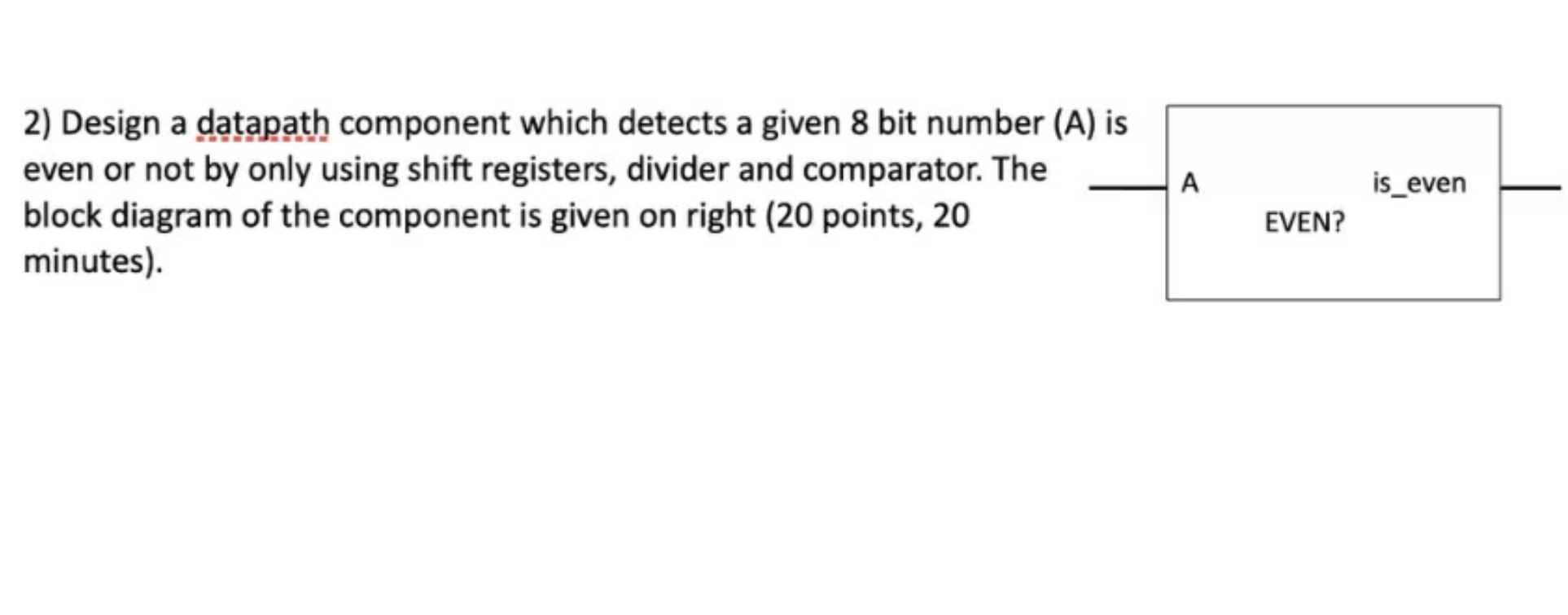 2) ﻿Design a datapath component which detects a given | Chegg.com