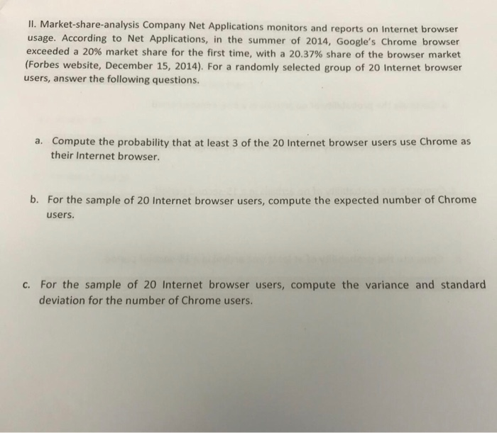 Solved Il. Market-share-analysis Company Net Applications | Chegg.com