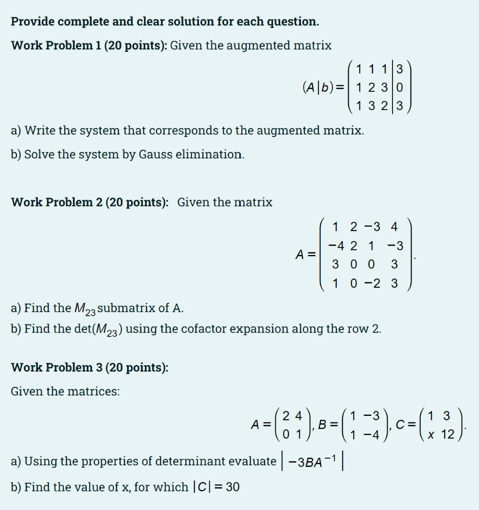 Solved Provide complete and clear solution for each | Chegg.com