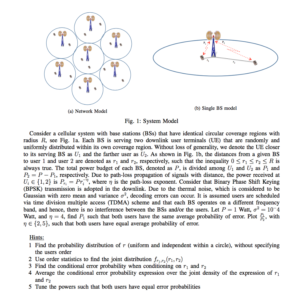 (b) Single BS model (a) Network Model Fig. 1: System | Chegg.com