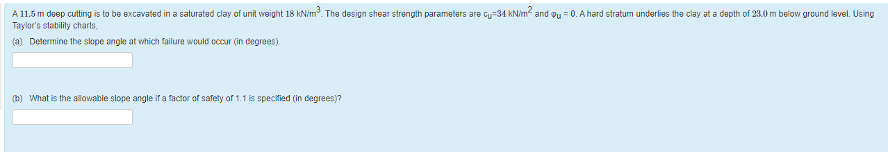 Solved and ou = 0. A hard stratum underlies the clay at a | Chegg.com