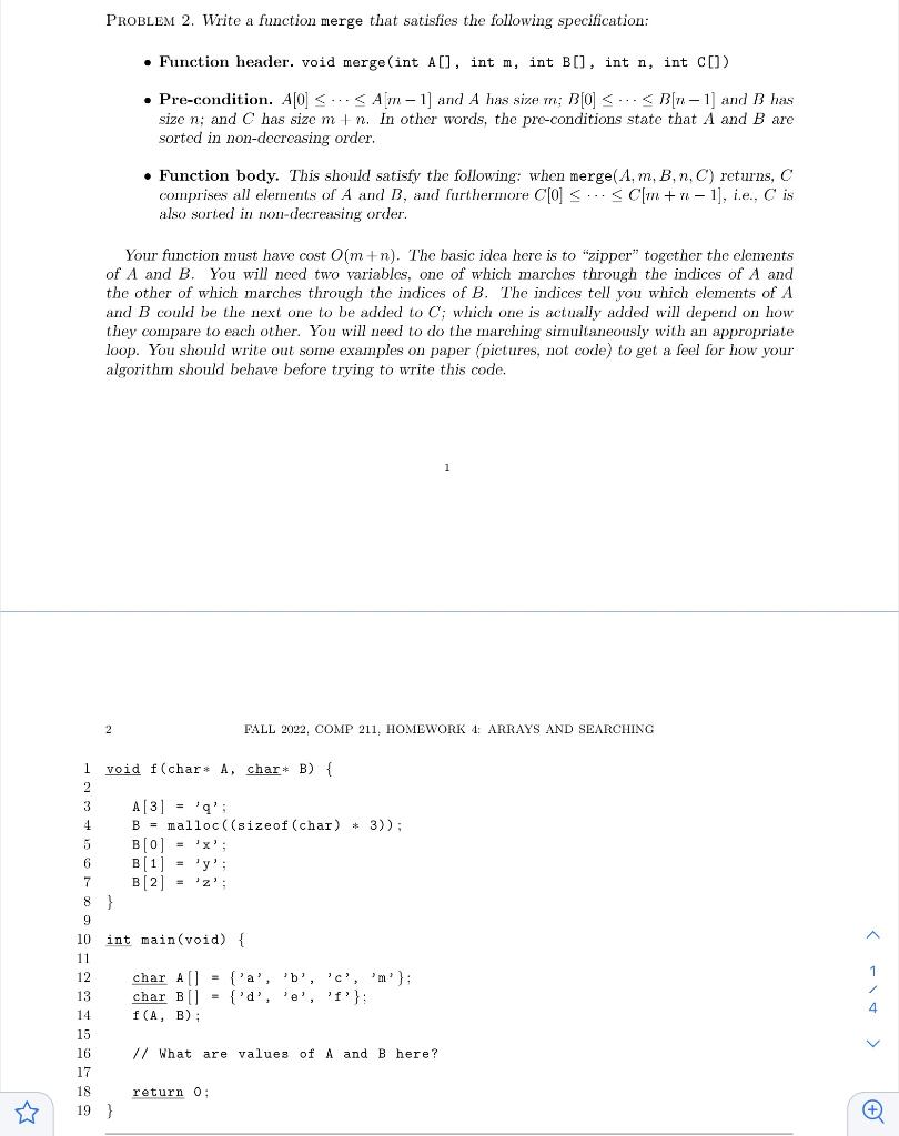 Solved Problem 2. Write a function merge that satisfies the | Chegg.com