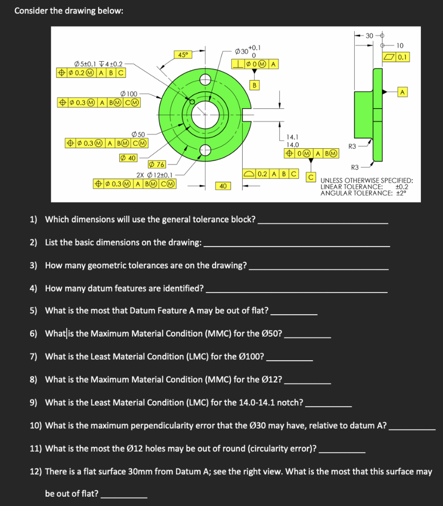 Solved Consider the drawing below: 1) Which dimensions will | Chegg.com