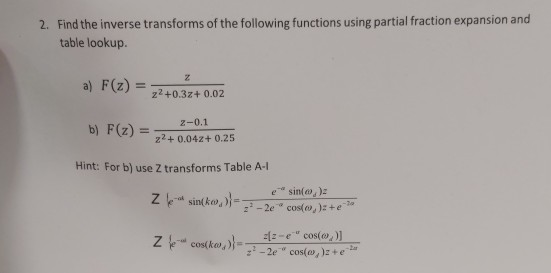 Solved 2. Find the inverse transforms of the following | Chegg.com
