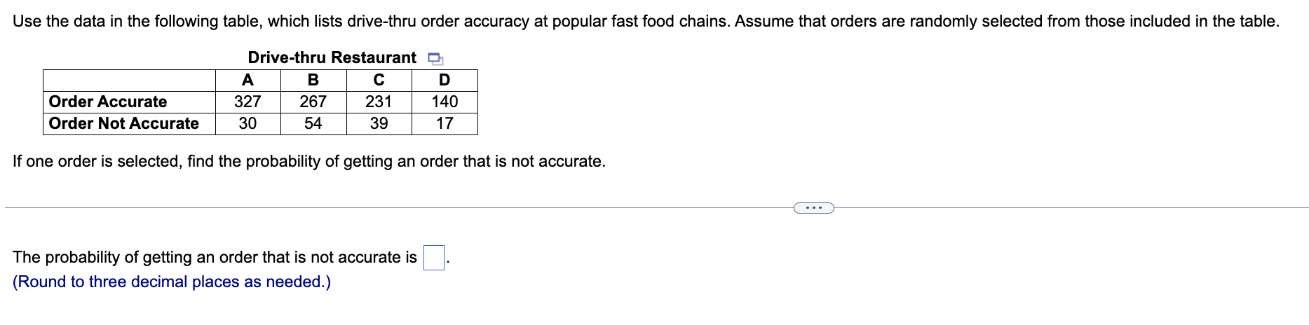 Solved If one order is selected, find the probability of | Chegg.com