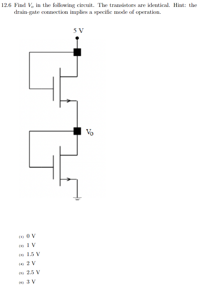 Solved 12.6 Find Vo in the following circuit. The | Chegg.com