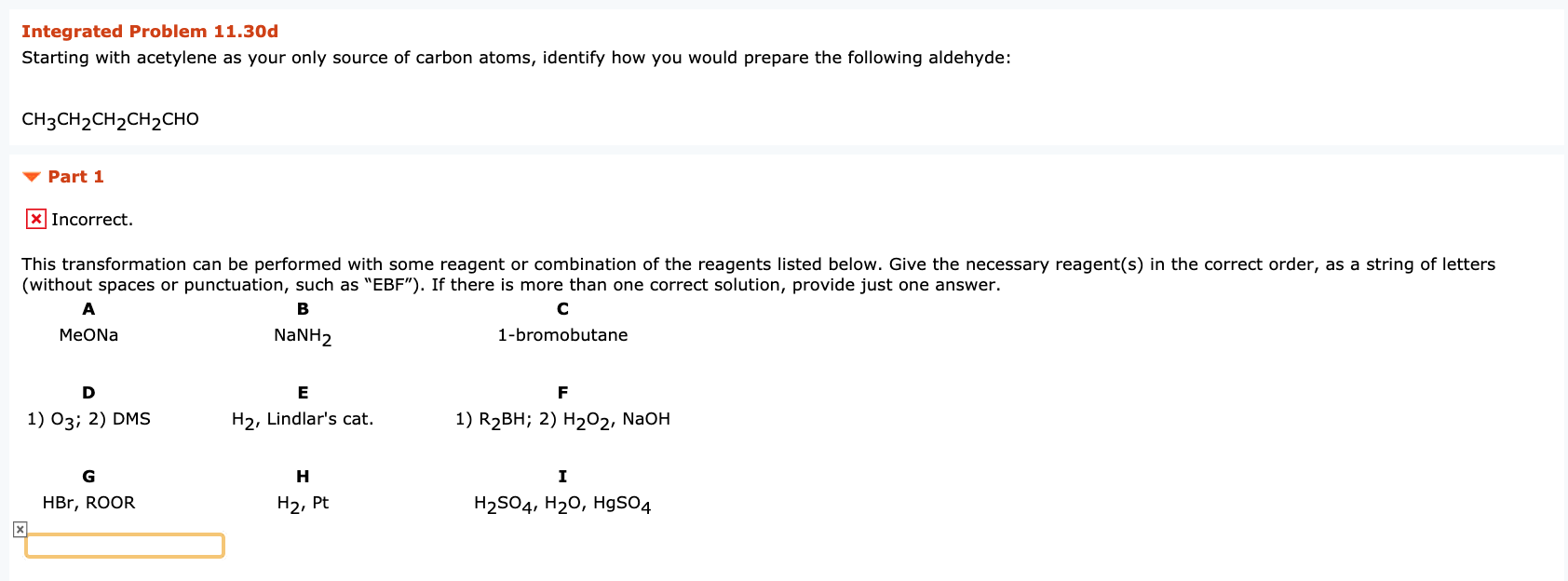Solved Integrated Problem 11.30c Starting with acetylene as | Chegg.com