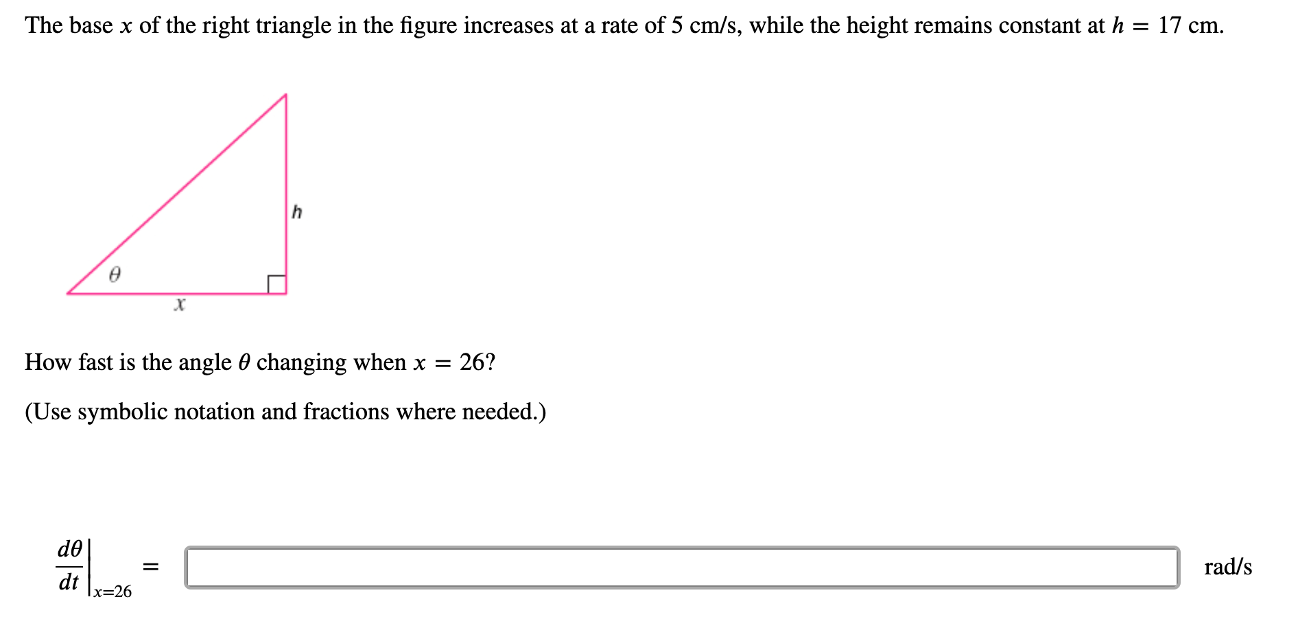 Solved The Base X Of The Right Triangle In The Figure Chegg