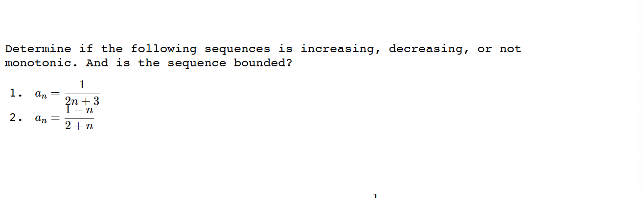 Solved Determine if the following sequences is increasing, | Chegg.com