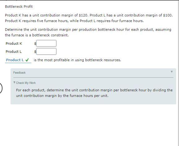 Solved Bottleneck Profit Product K has a unit contribution | Chegg.com