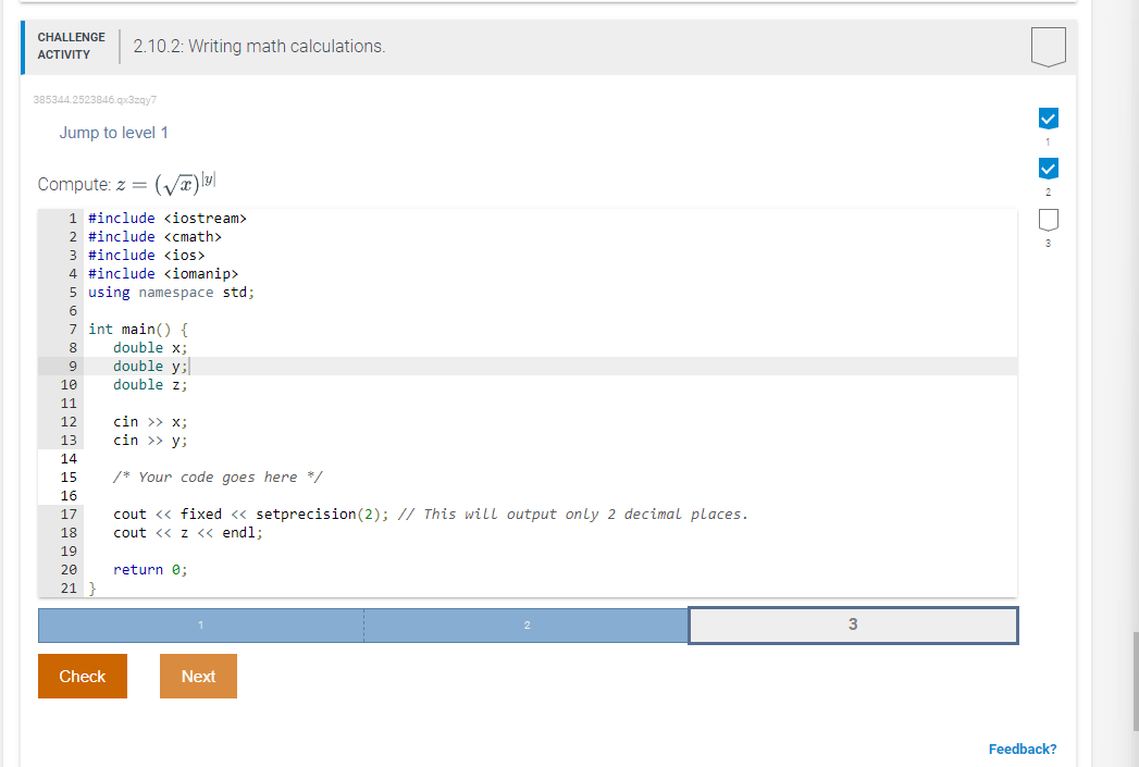 Solved CHALLENGE ACTIVITY 2.10.2: Writing math calculations. | Chegg.com