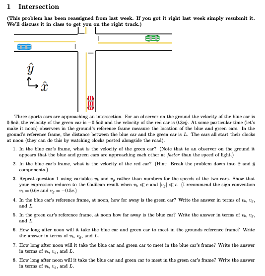Solved 1 Intersection (This problem has been reassigned from | Chegg.com