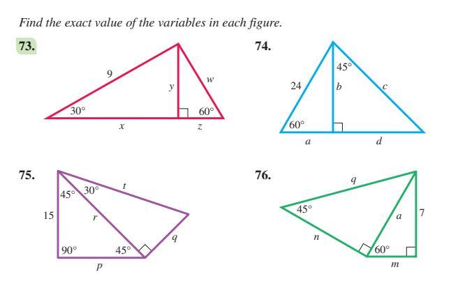Solved Find the exact value of the variables in each figure. | Chegg.com