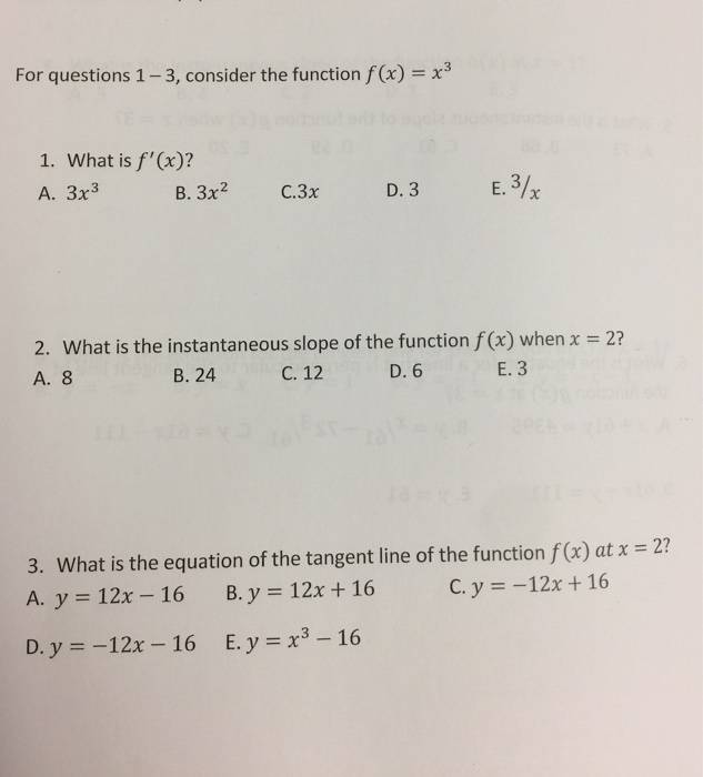 Solved For Questions 1 3 Consider The Function F X X3 1