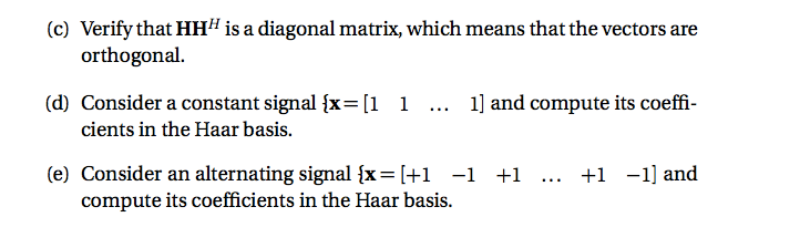 Solved Exercise 3.4: The Haar basis. Consider the following | Chegg.com