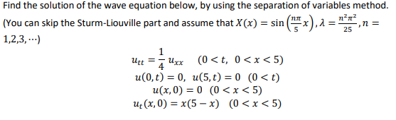 Find the solution of the wave equation below, by | Chegg.com