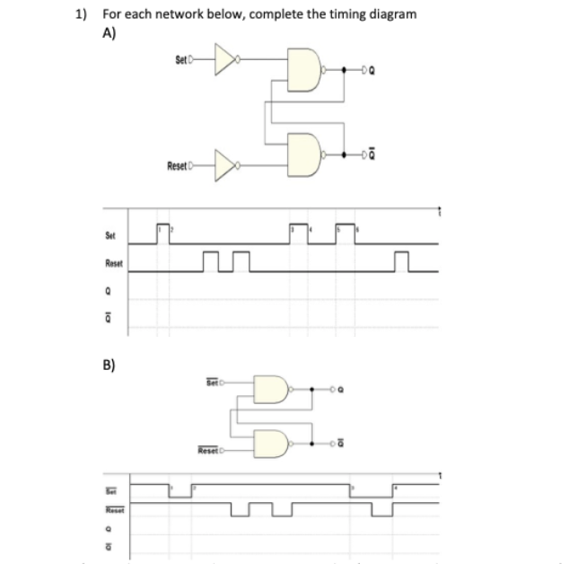 Solved 1) For each network below, complete the timing | Chegg.com