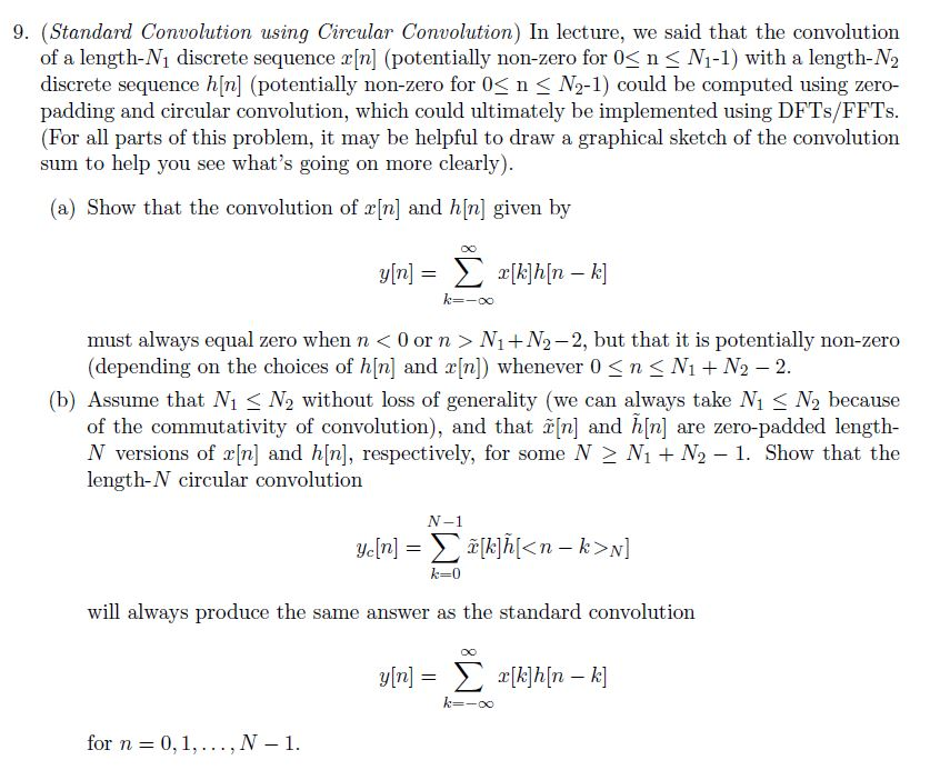 9. (Standard Convolution using Circular Convolution) | Chegg.com