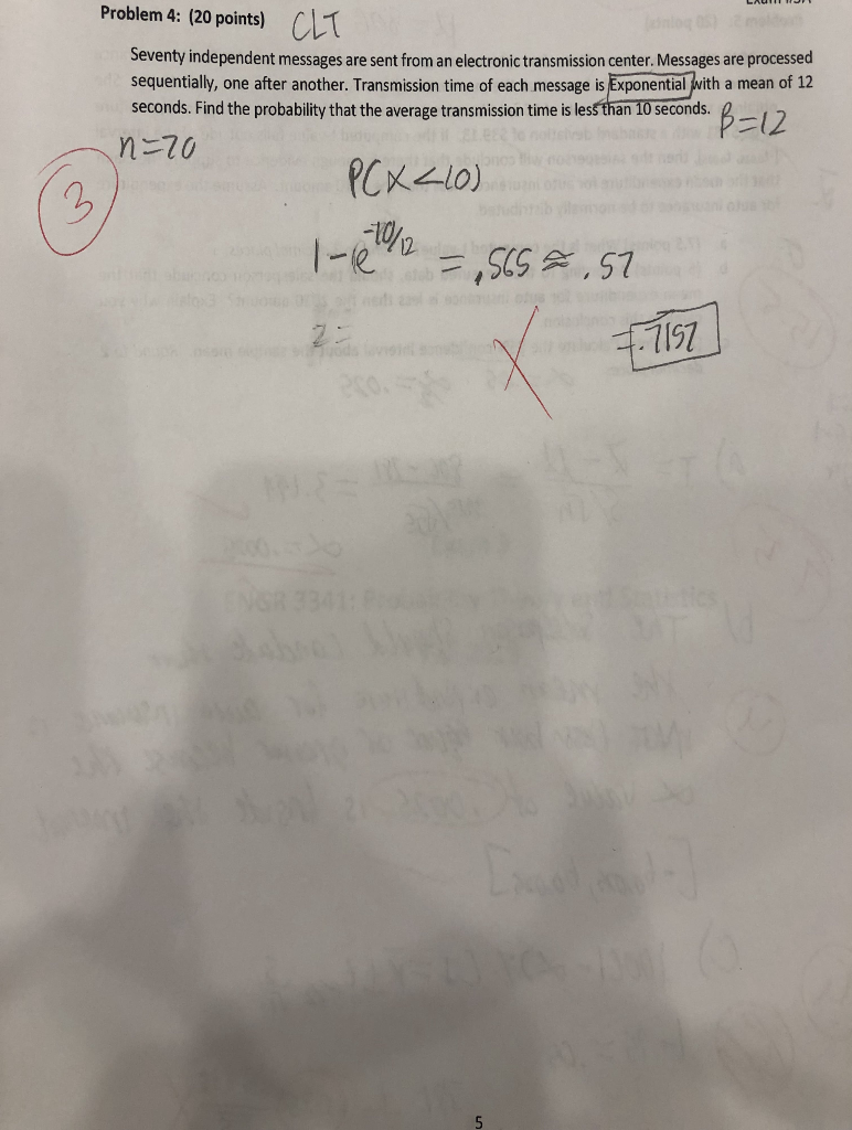 Solved Problem 4: (20 points)Clt Seventy independent | Chegg.com