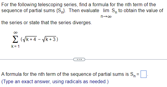 Solved For the following telescoping series, find a formula | Chegg.com