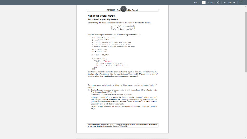 Solved - + Мен 4 MEC2008 - Pracaching Week 6 Nonlinear | Chegg.com