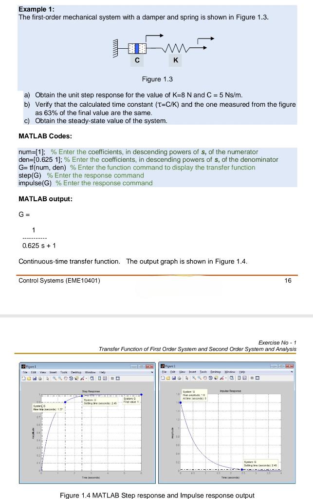 Solved Assignment 1 A mechanical system with a damper and | Chegg.com