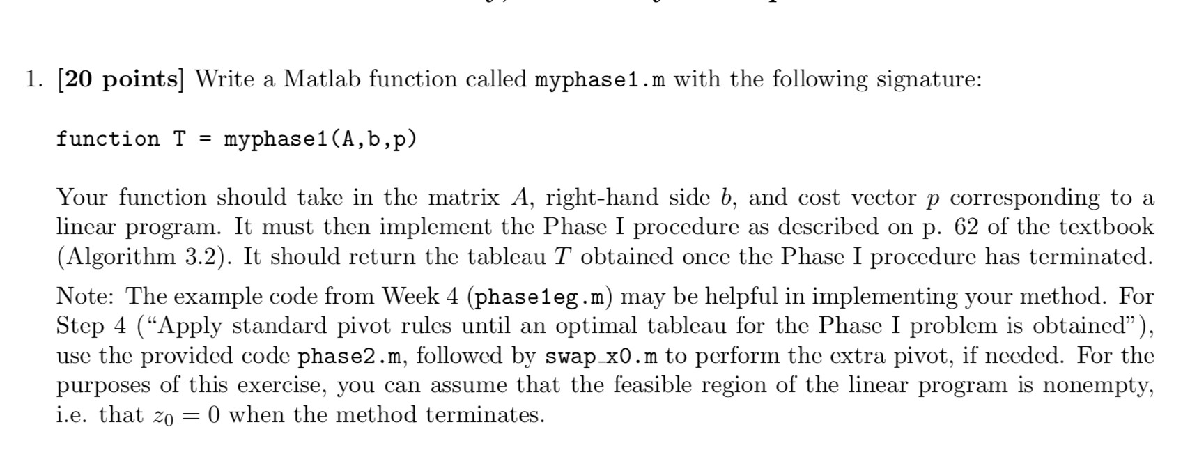 1. (20 points] Write a Matlab function called | Chegg.com