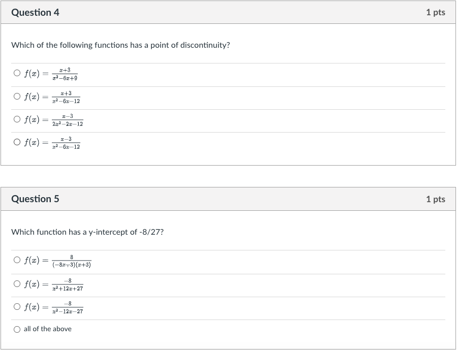 Solved Which of the following functions has a point of | Chegg.com