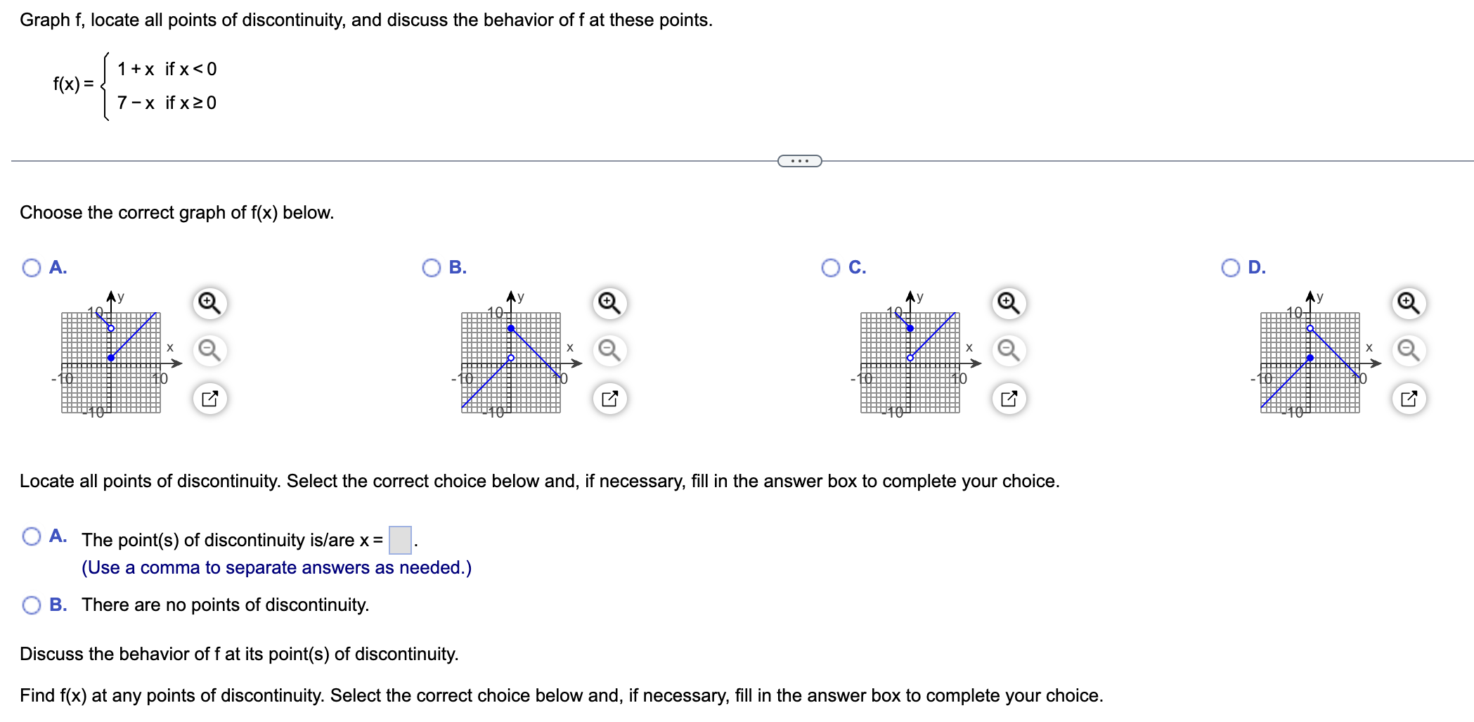 Solved Graph f, locate all points of discontinuity, and | Chegg.com