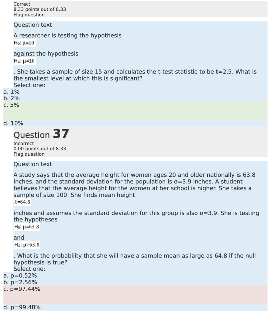 Solved Question 36Correct 8.33 points out of 8.33 Flag | Chegg.com
