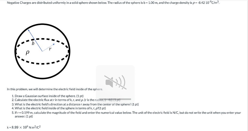 Solved Negative charges are distributed uniformly in a solid | Chegg.com
