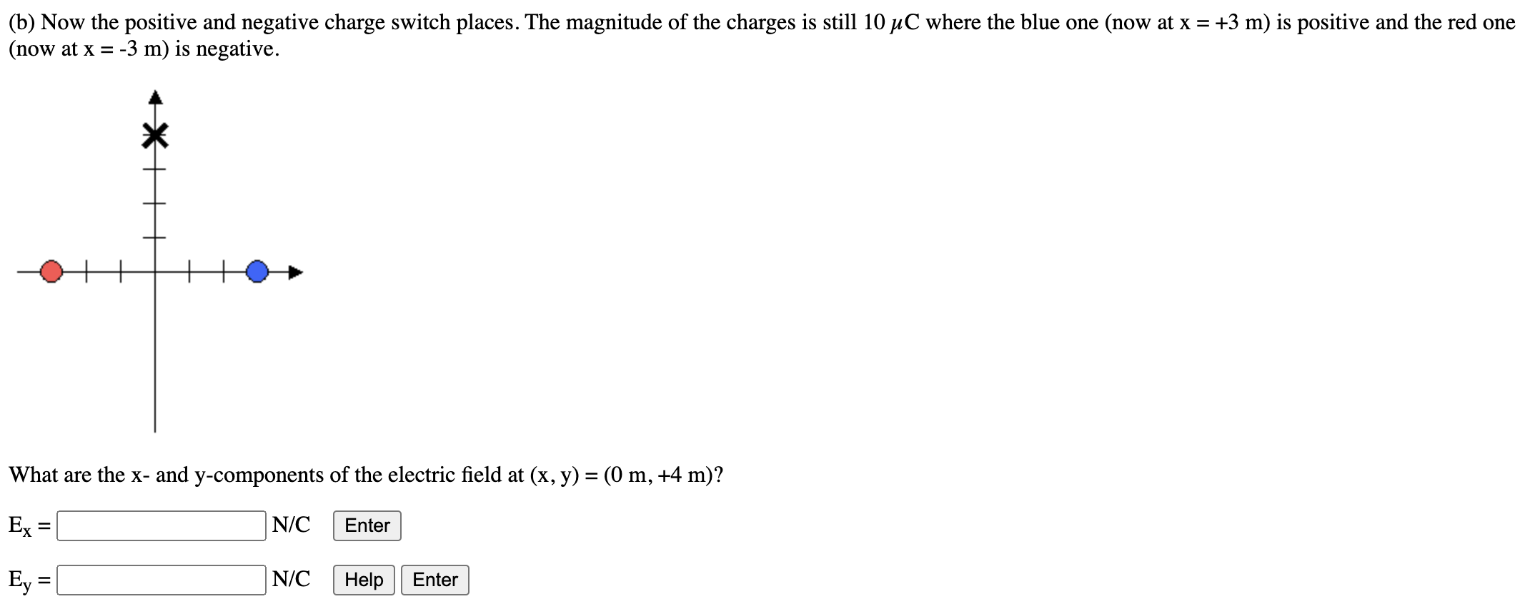 Solved (b) Now the positive and negative charge switch | Chegg.com