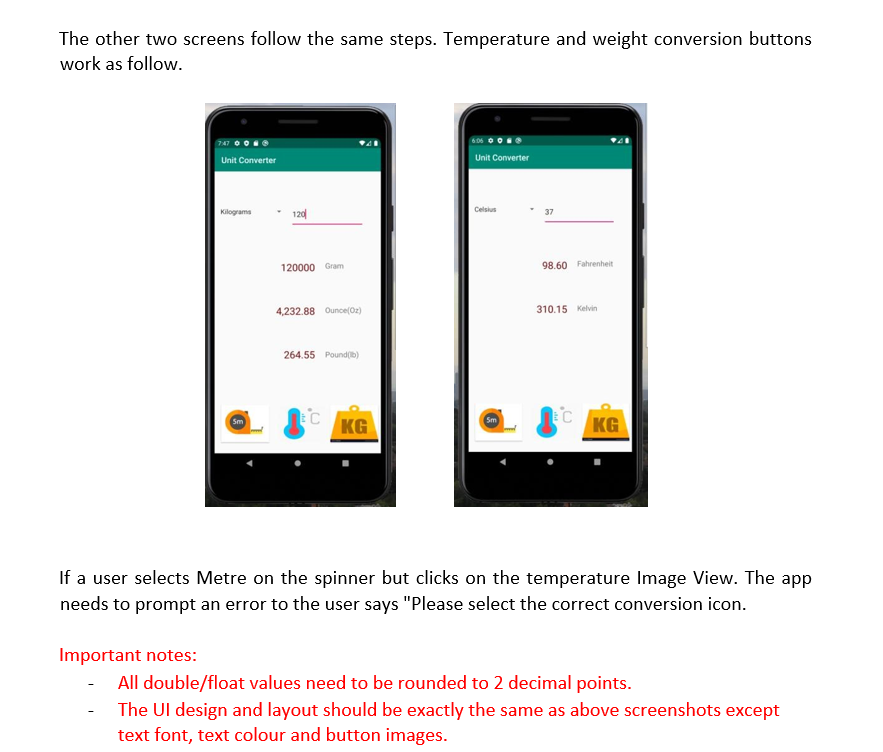 Mobile application Development Unit Converter Mobile | Chegg.com