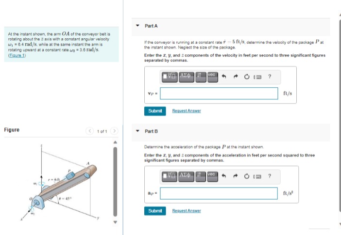 Solved At the instant shown, the arm OA of the conveyor bet | Chegg.com