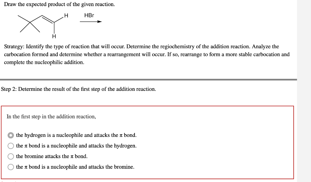 Solved Draw the expected product of the given reaction. | Chegg.com