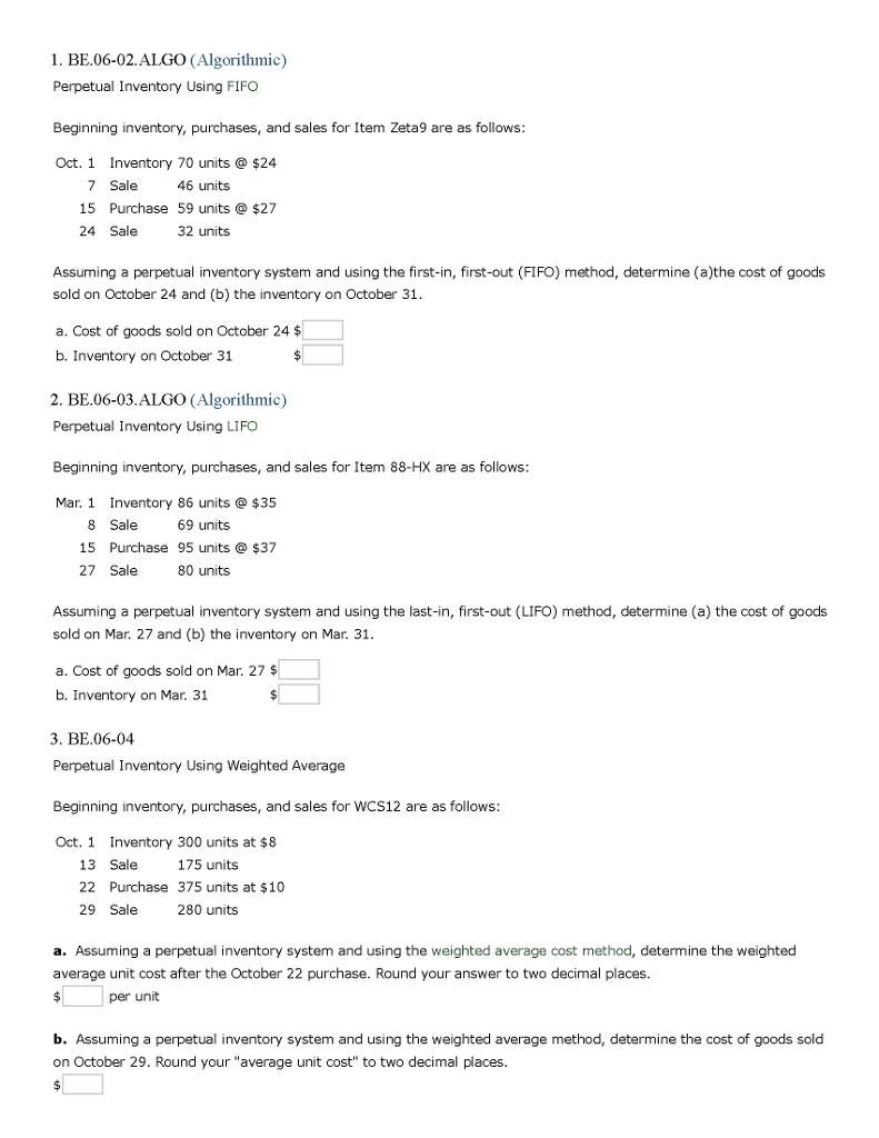 Solved 1. BE.06-02.ALGO (Algorithmic) Perpetual Inventory | Chegg.com