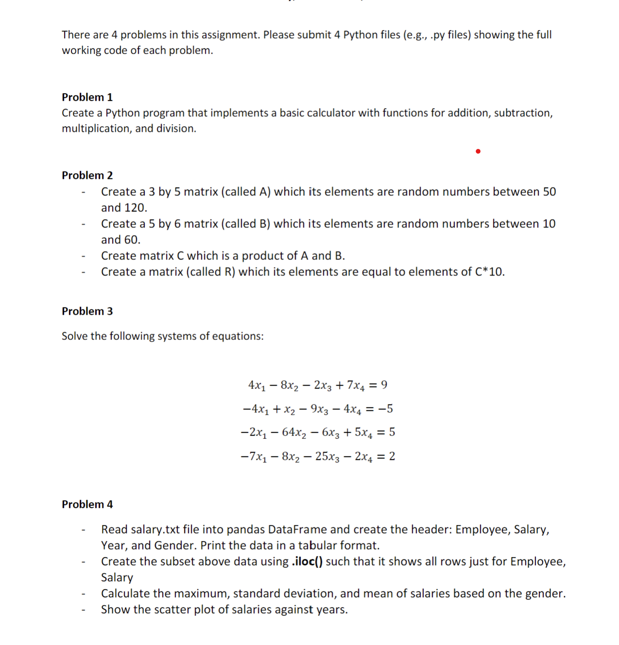 Solved There are 4 problems in this assignment. Please | Chegg.com