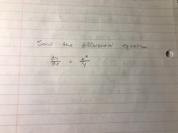 Solved Solve the differential equation dy/dx = x^2/y | Chegg.com