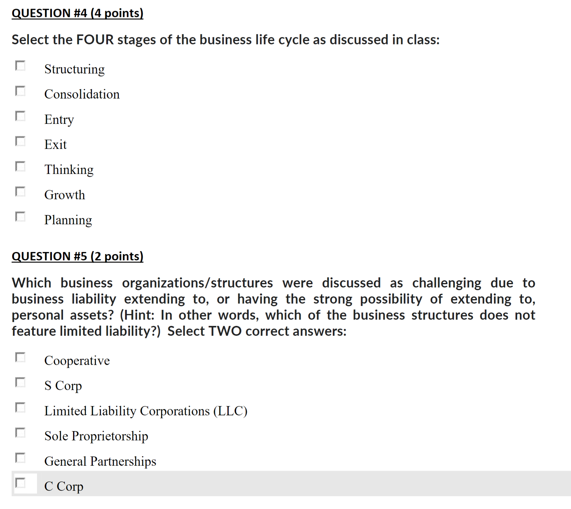 Solved QUESTION #4 (4 ﻿points)Select the FOUR stages of the | Chegg.com