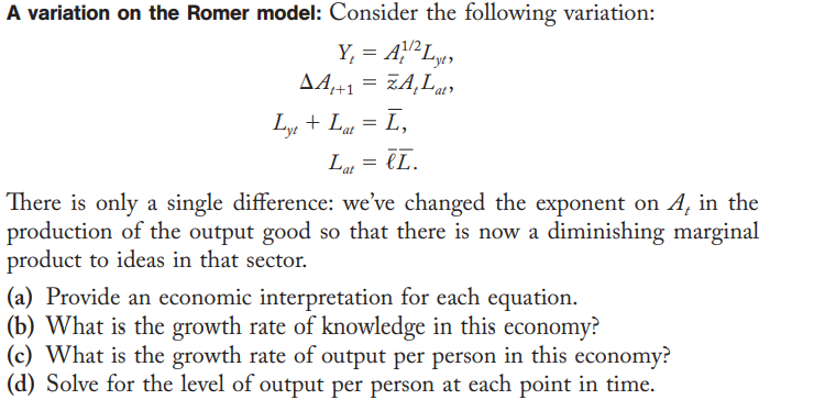 Solved = A variation on the Romer model: Consider the | Chegg.com
