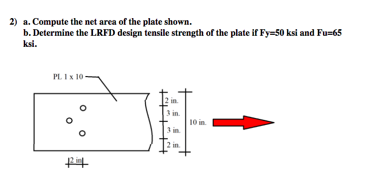 Solved 2) a. Compute the net area of the plate shown. b. | Chegg.com