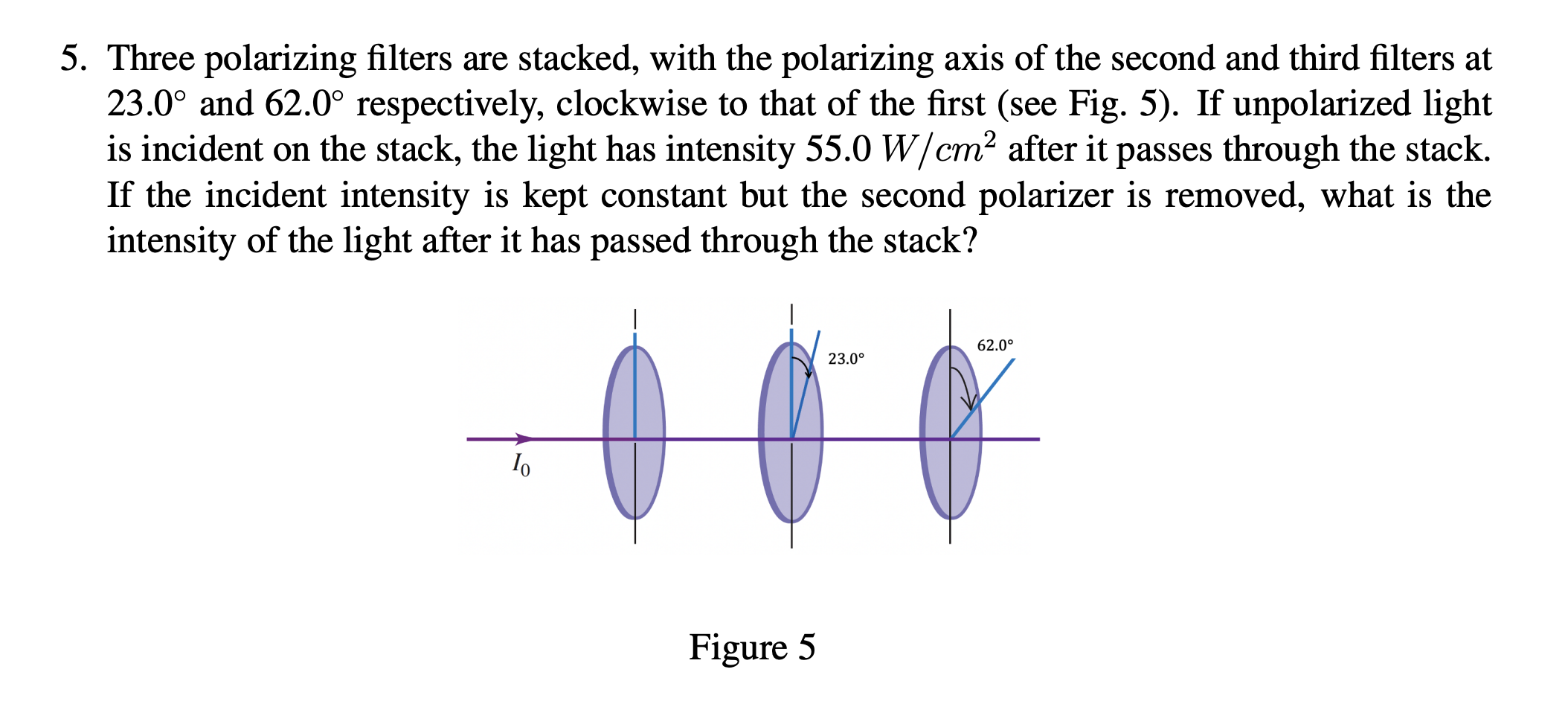 Solved 5 Three Polarizing Filters Are Stacked With The