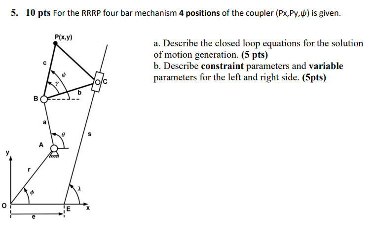 5. 10 pts For the RRRP four bar mechanism 4 positions | Chegg.com