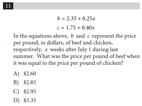 Solved b=2.35+0.25xc=1.75+0.40x In the equations above, b | Chegg.com