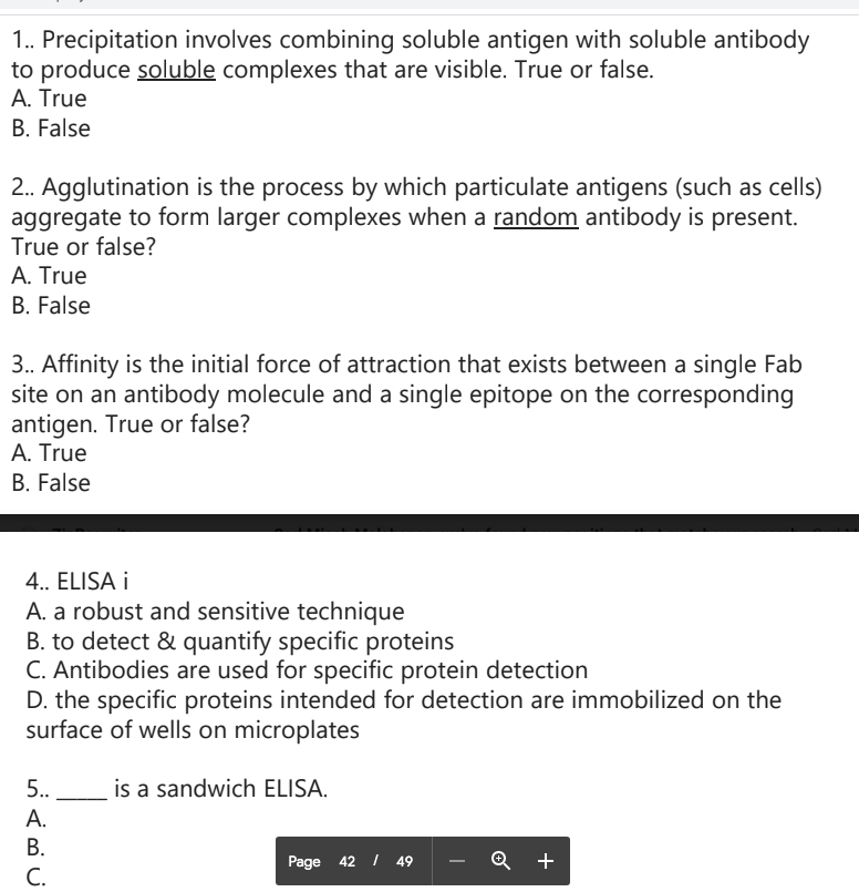 Solved 1.. Precipitation involves combining soluble antigen | Chegg.com