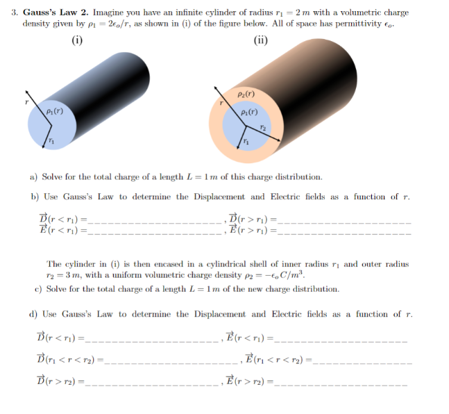 Solved Gauss's Law 2. ﻿Imagine you have an infinite cylinder | Chegg.com