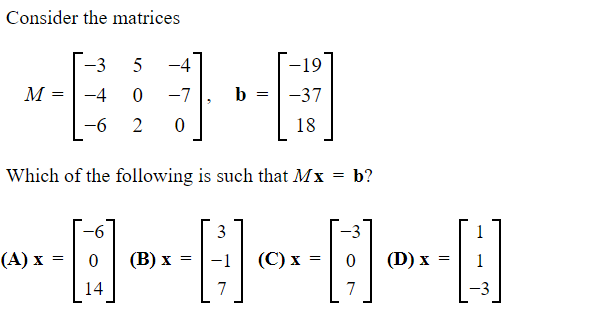 Solved Consider the matrices | Chegg.com