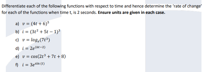 Solved Differentiate each of the following functions with | Chegg.com