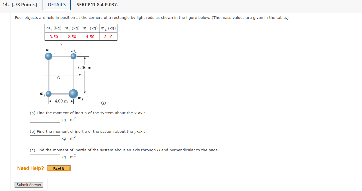 Solved Four objects are held in position at the corners of a | Chegg.com